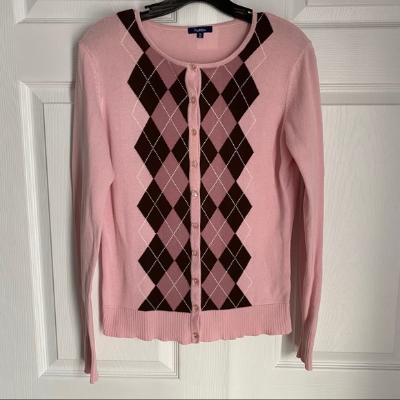 Reitmans | Sweaters | Pink Argyle Cardigan By Reitmans | Poshmark
